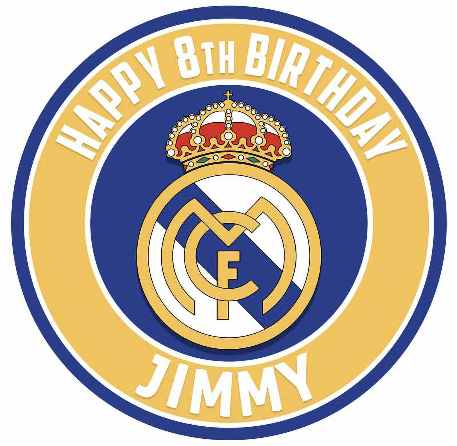 7.5 Inch Real Madrid CF 2 Cake Topper - Round Edible Birthday Cake ...
