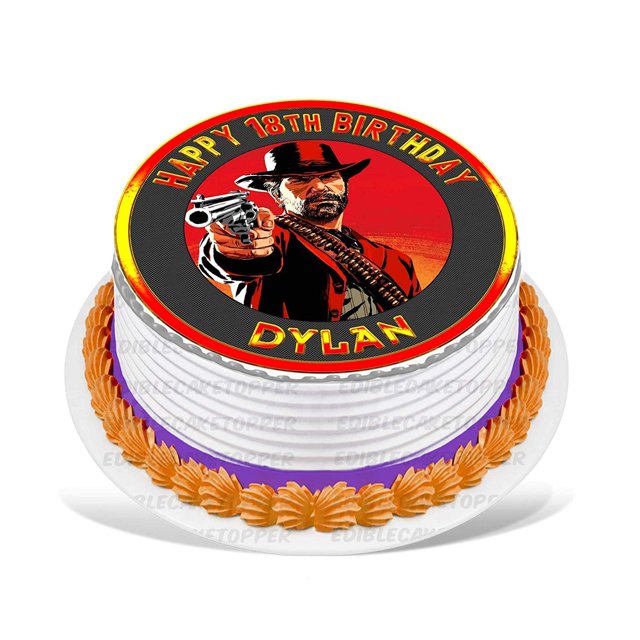 7.5 Inch Red Dead Redemption Cake Topper - Round Edible Birthday Cake ...