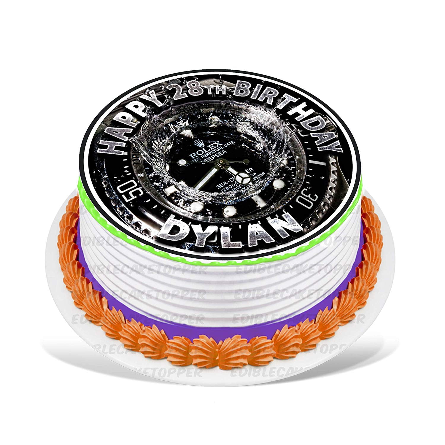 7.5 Inch Rolex Cake Topper - Round Edible Birthday Cake Decorations ...