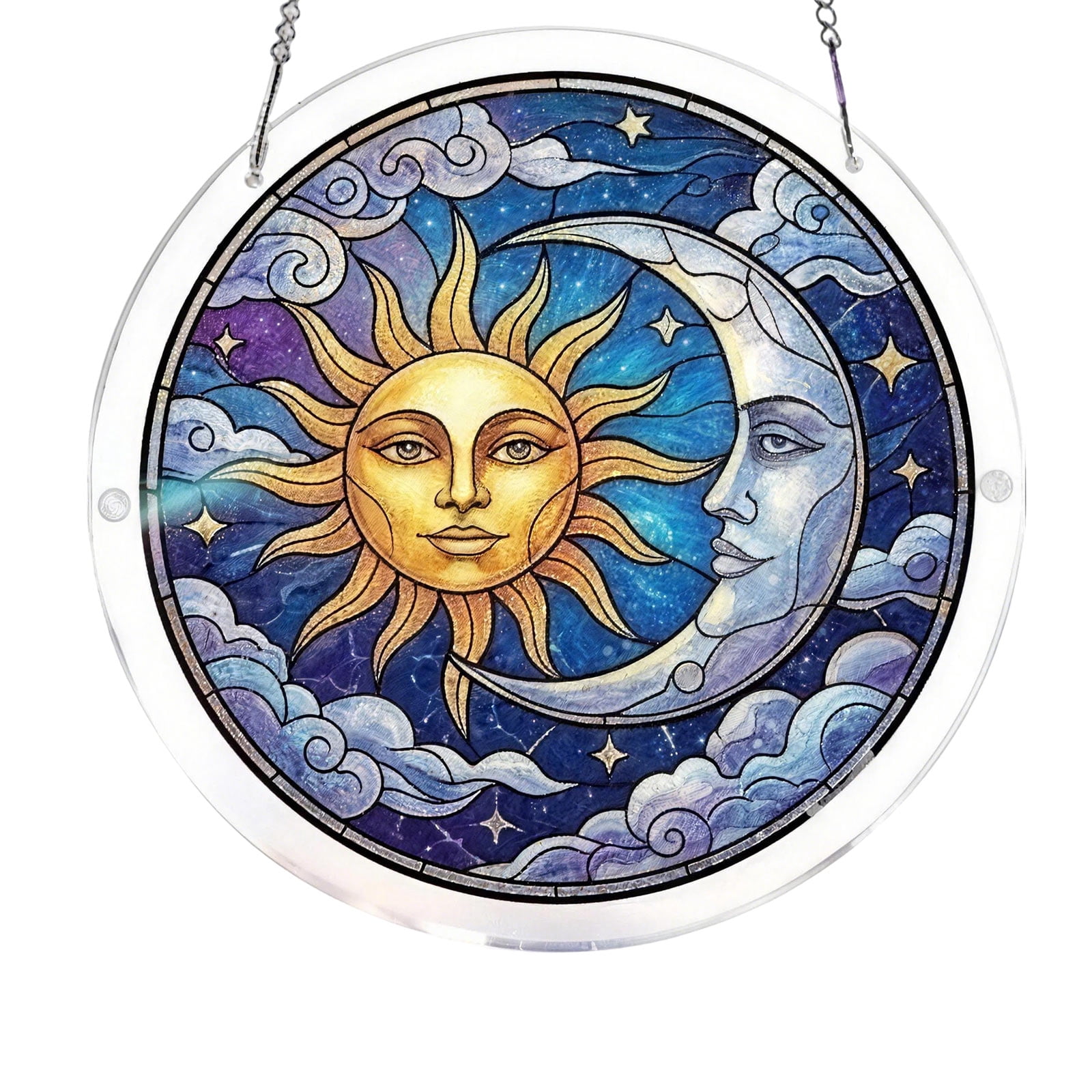 7.5 Inch Round Wall Art Decor with Chain, Colorful Sun Catcher for Home ...