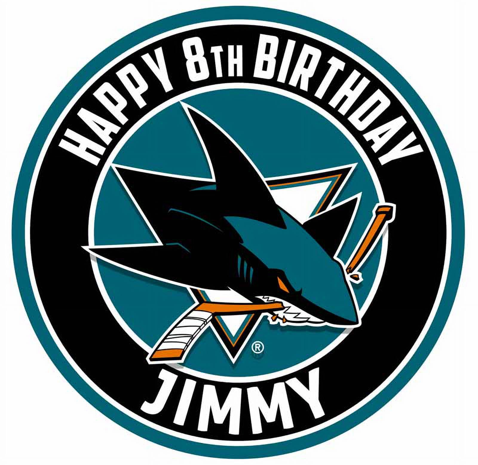 7.5 Inch San Jose Sharks Cake Topper - Round Edible Birthday Cake ...