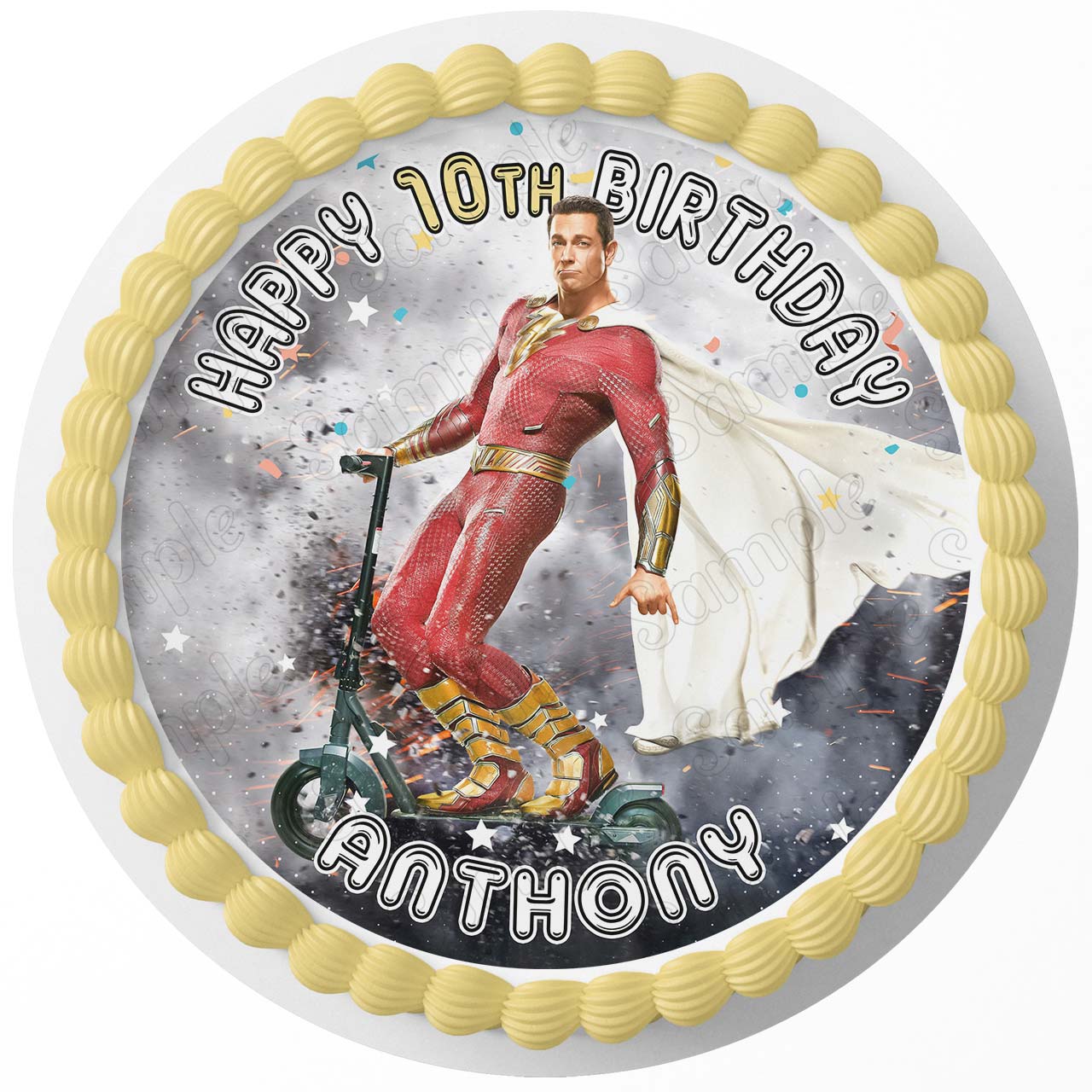 7.5 Inch Shazam Fury of the Gods Cake Topper - Round Edible Birthday ...