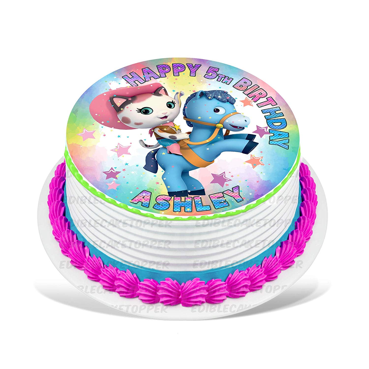 7.5 Inch Sheriff Callie's Wild West Cake Topper - Round Edible Birthday ...
