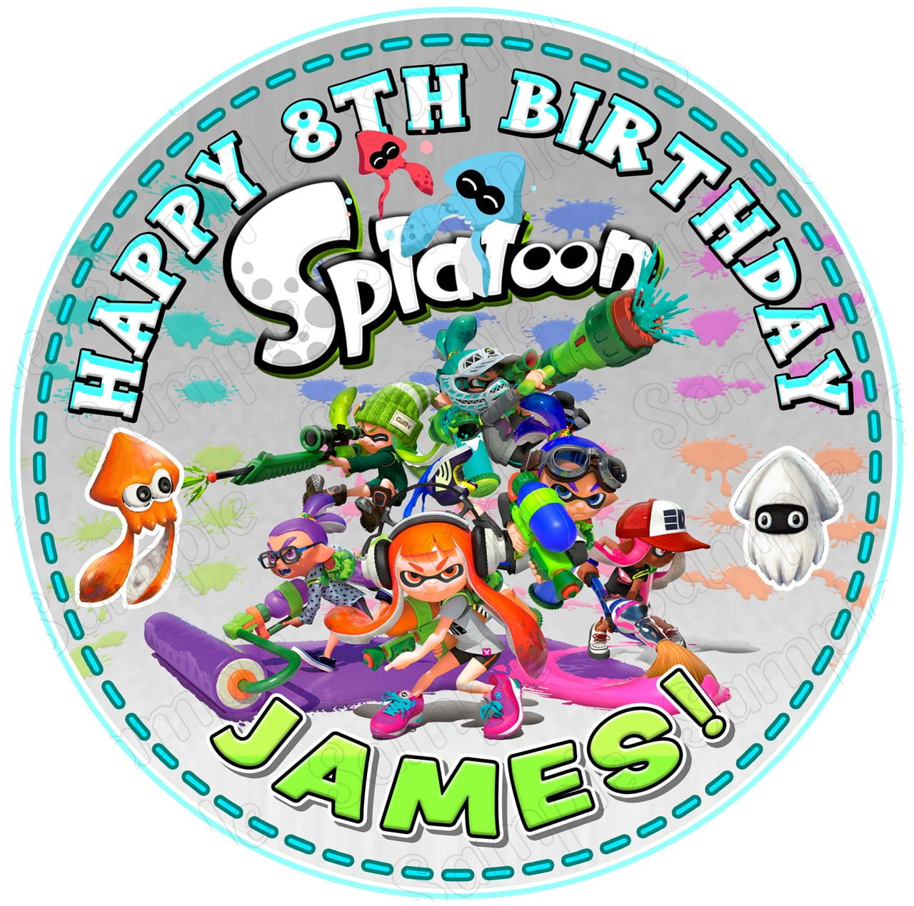 7.5 Inch Splatoon 2022 Chapter 3 Rd Cake Topper - Round Edible Birthday ...