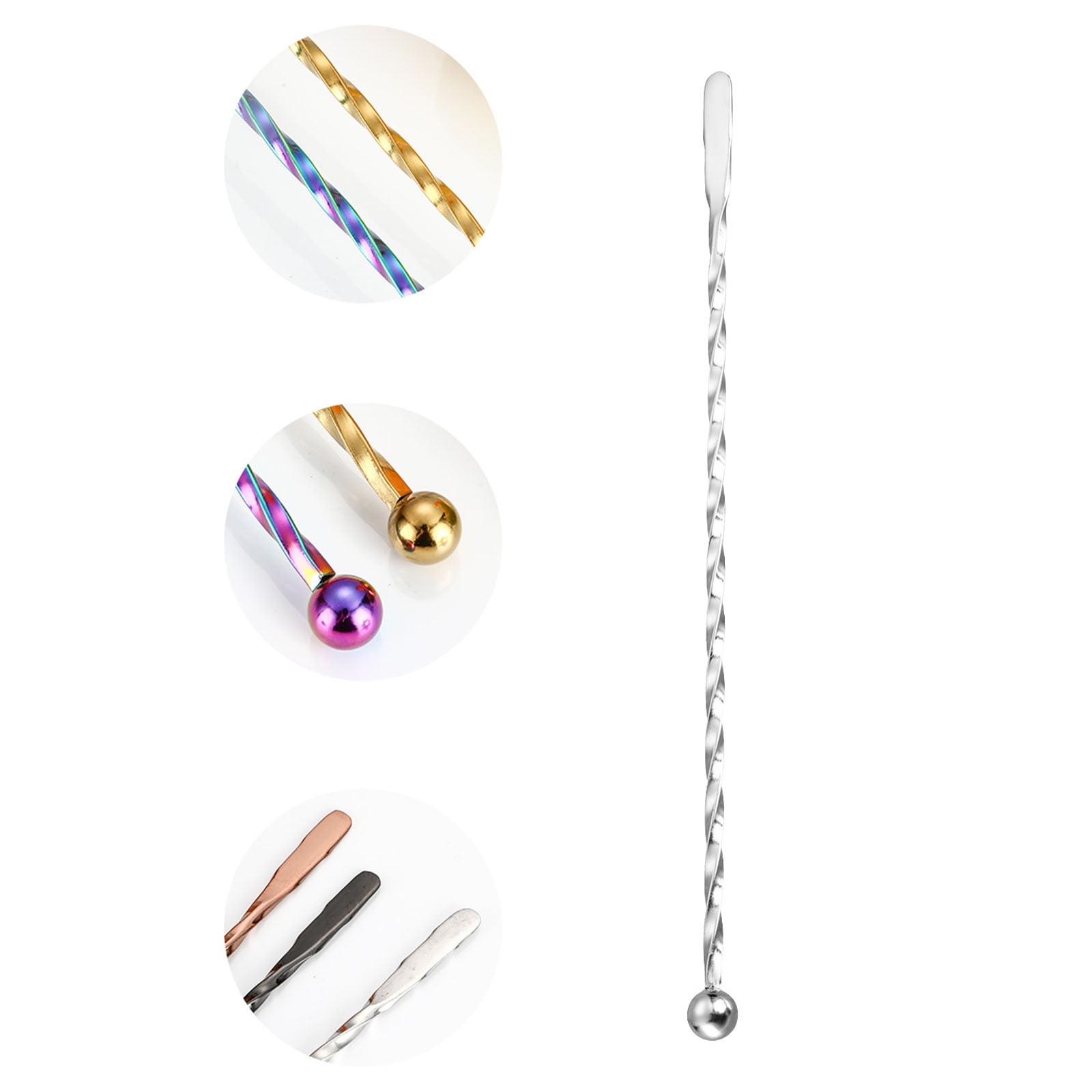 7.5 Inch Stainless Steel Cocktail Spoon - Long Attractive Spiral Design ...