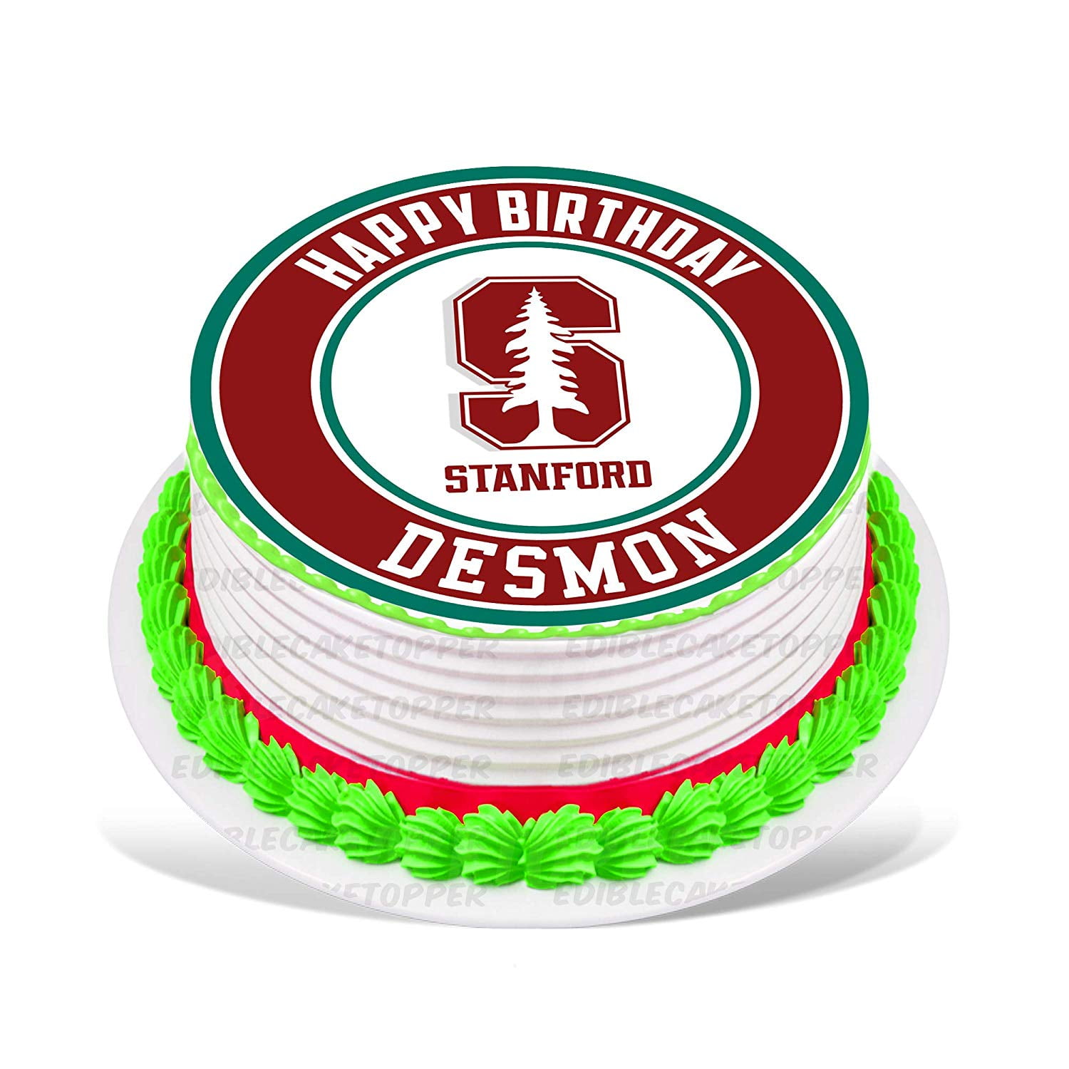 7.5 Inch Stanford Cardinal Cake Topper - Round Edible Birthday Cake ...