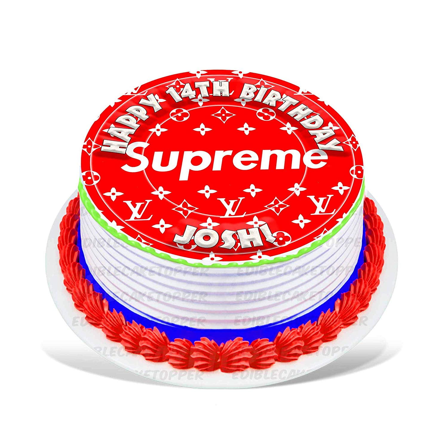 7.5 Inch Supreme Cake Topper - Round Edible Birthday Cake Decorations ...