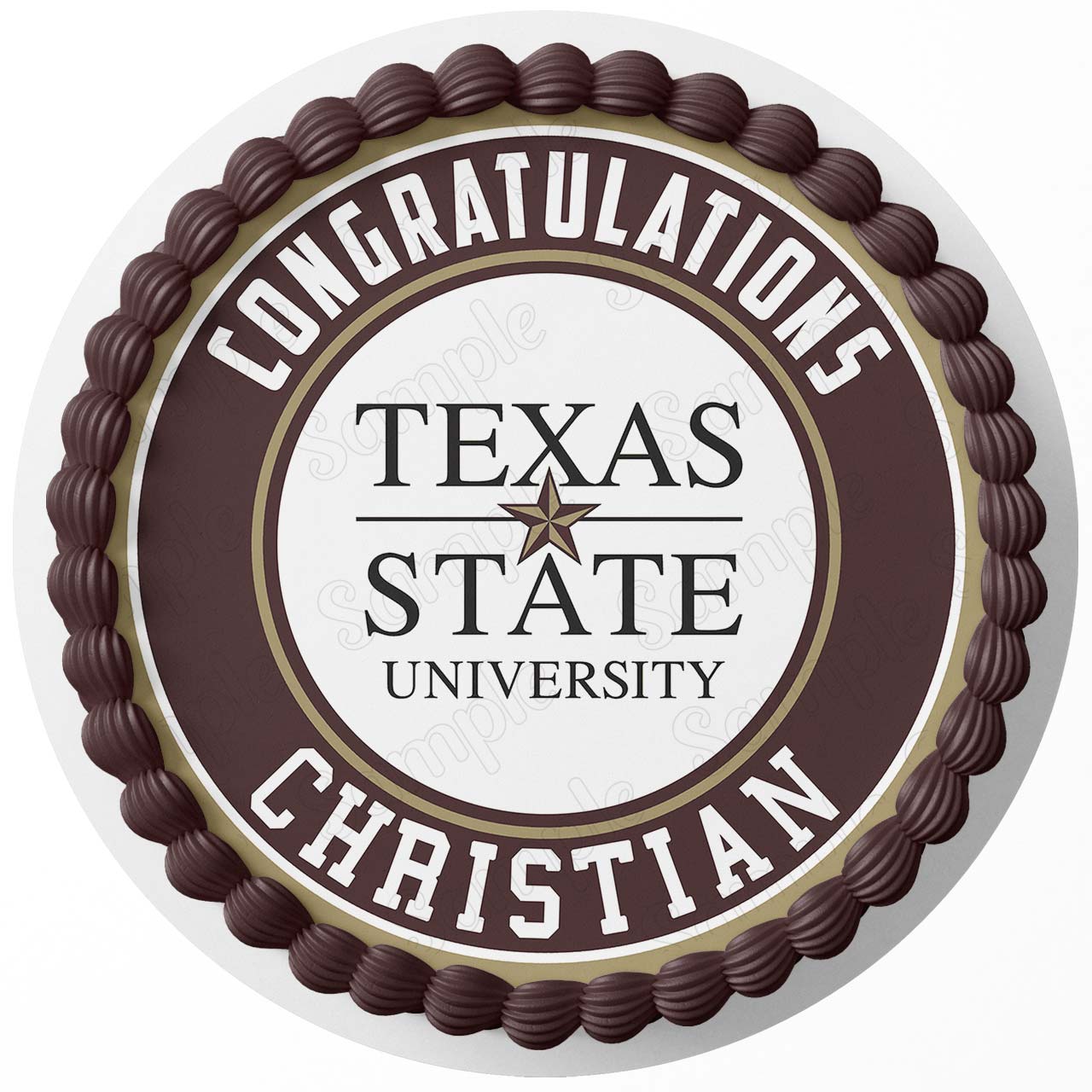 7.5 Inch Texas State University Cake Topper - Round Edible Birthday ...