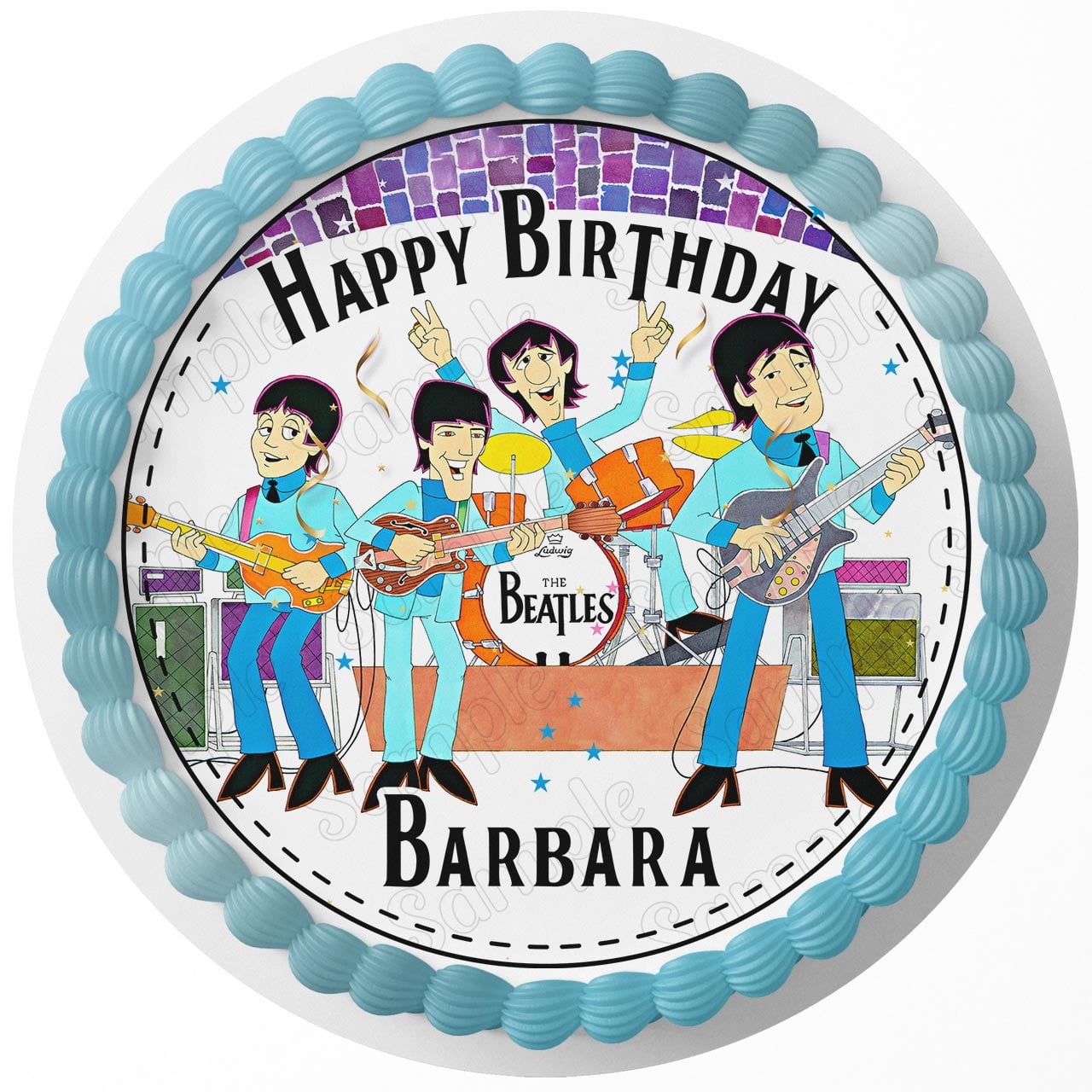 7.5 Inch The Beatles Cake Topper - Round Edible Birthday Cake ...