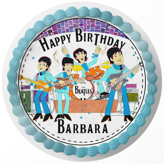 7.5 Inch The Beatles Cake Topper - Round Edible Birthday Cake ...