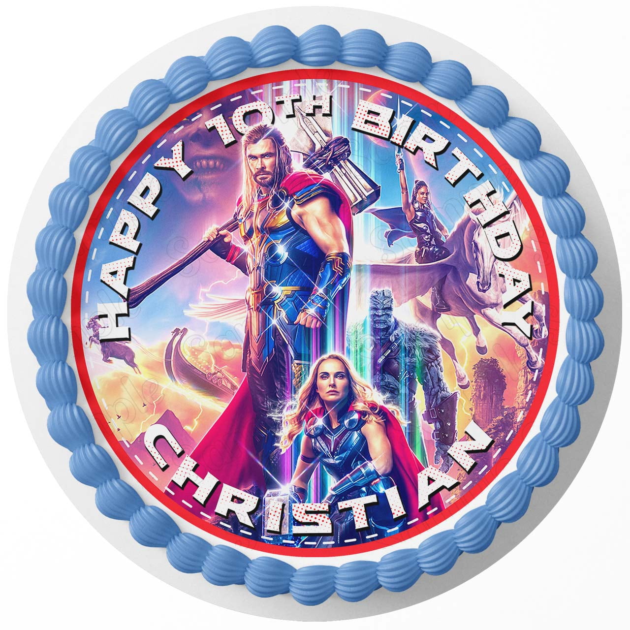 7.5 Inch Thor Love and Thunder Cake Topper - Round Edible Birthday Cake ...