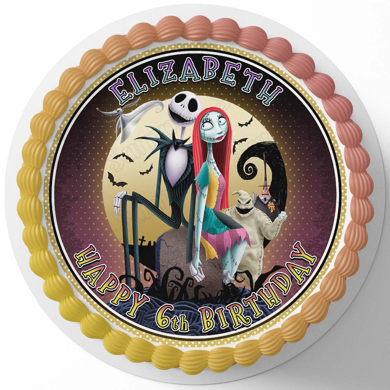 7.5 Inch Tim Burtons The Nightmare Before Christmas Cake Topper - Round ...