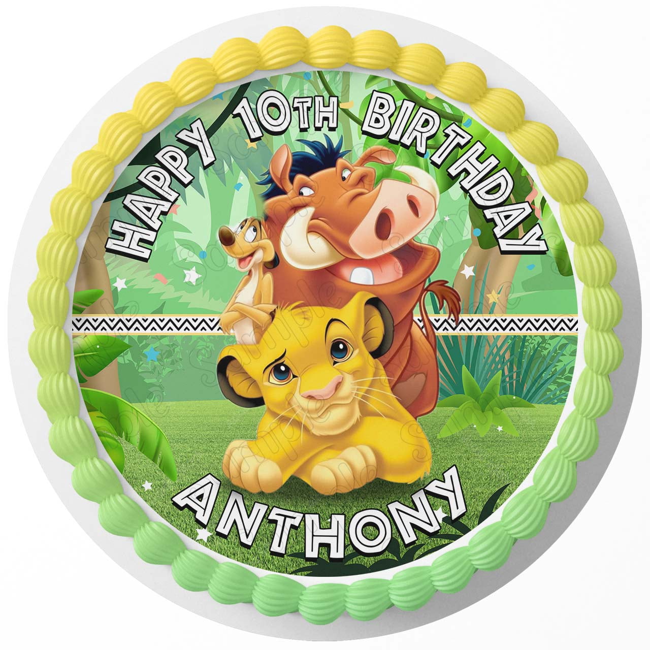 7.5 Inch Timon Pumbaa Simba Cake Topper - Round Edible Birthday Cake ...