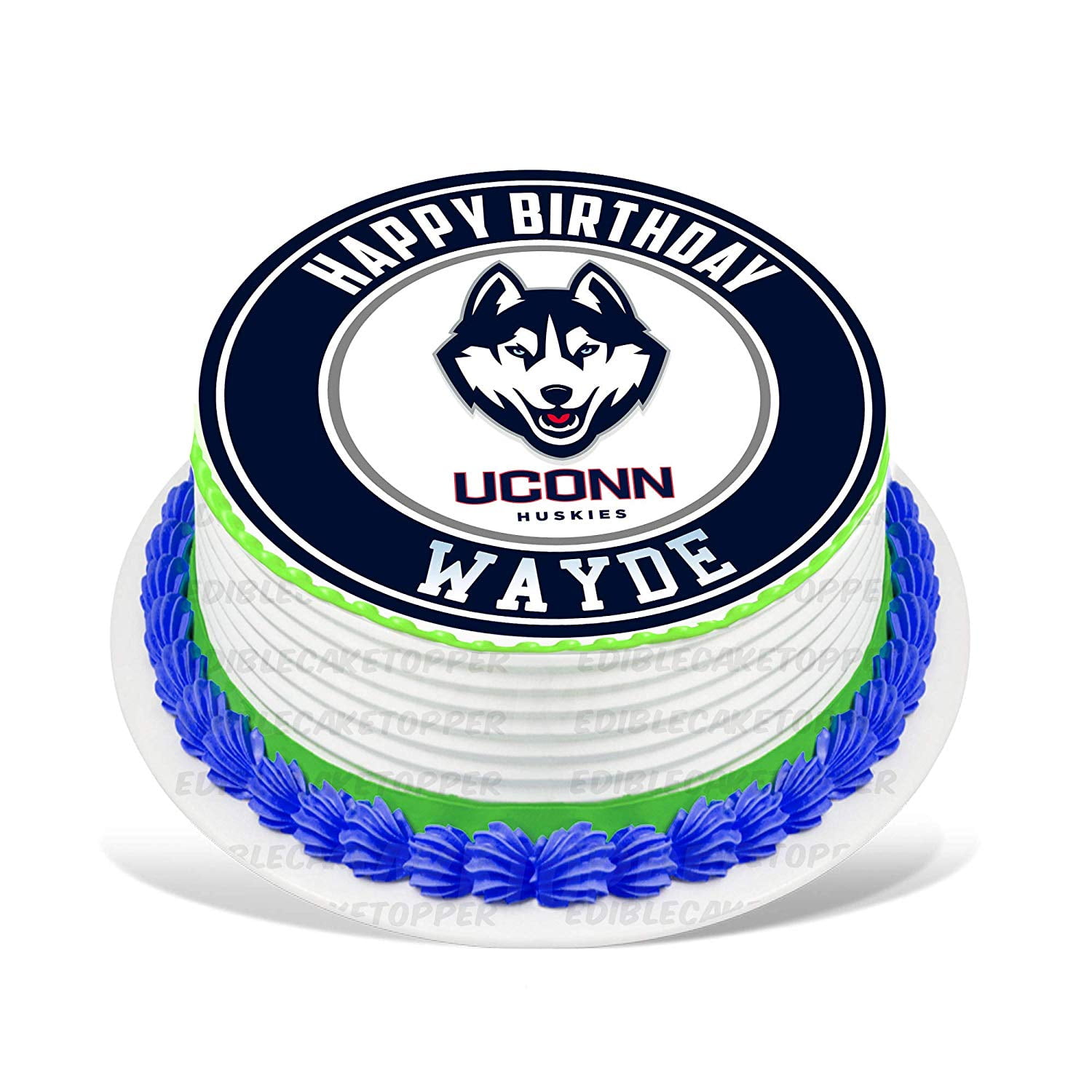 7.5 Inch UConn Huskies Cake Topper - Round Edible Birthday Cake ...