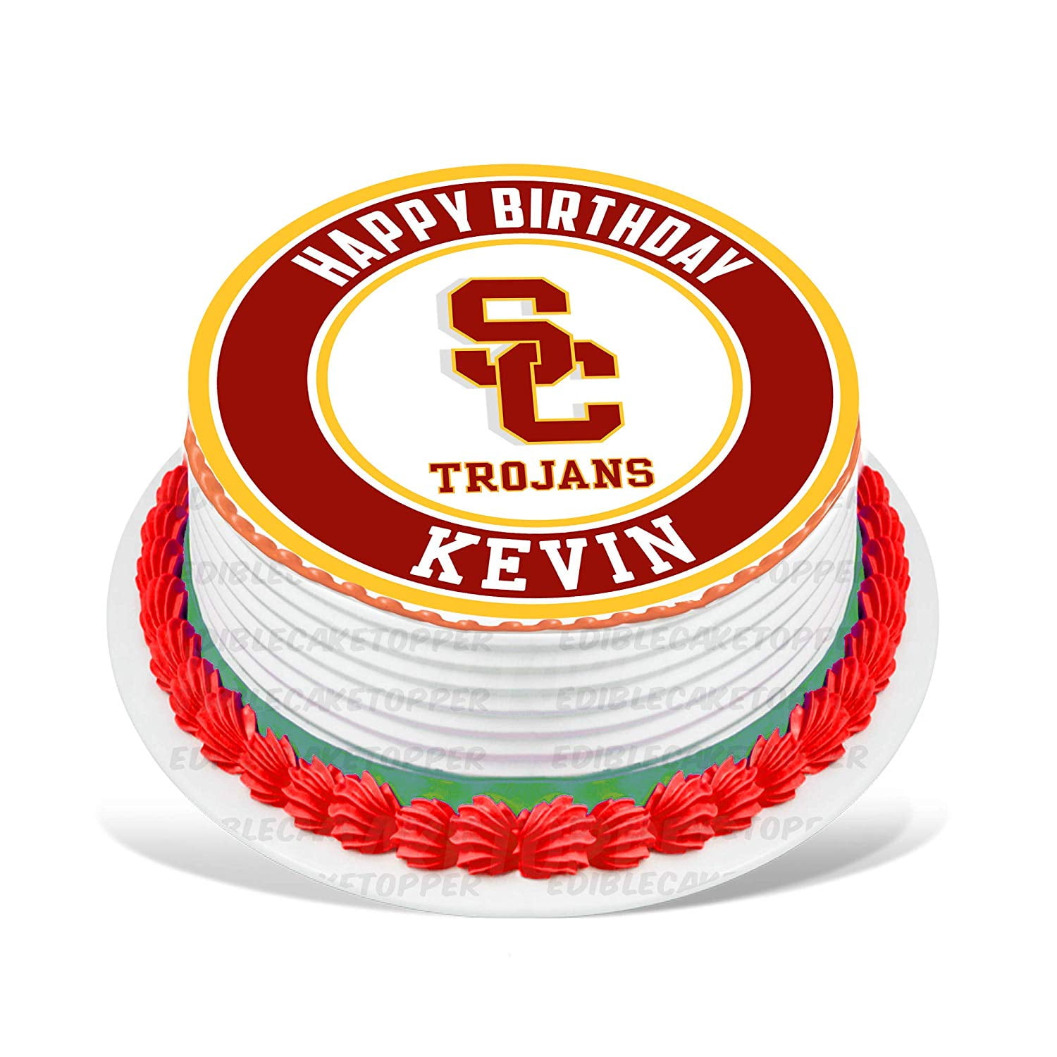 7.5 Inch USC Trojans Edible Cake Topper - Customizable Birthday ...