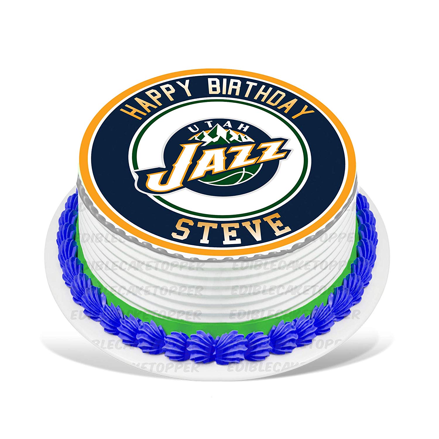 7.5 Inch Utah Jazz Cake Topper - Round Edible Birthday Cake Decorations ...