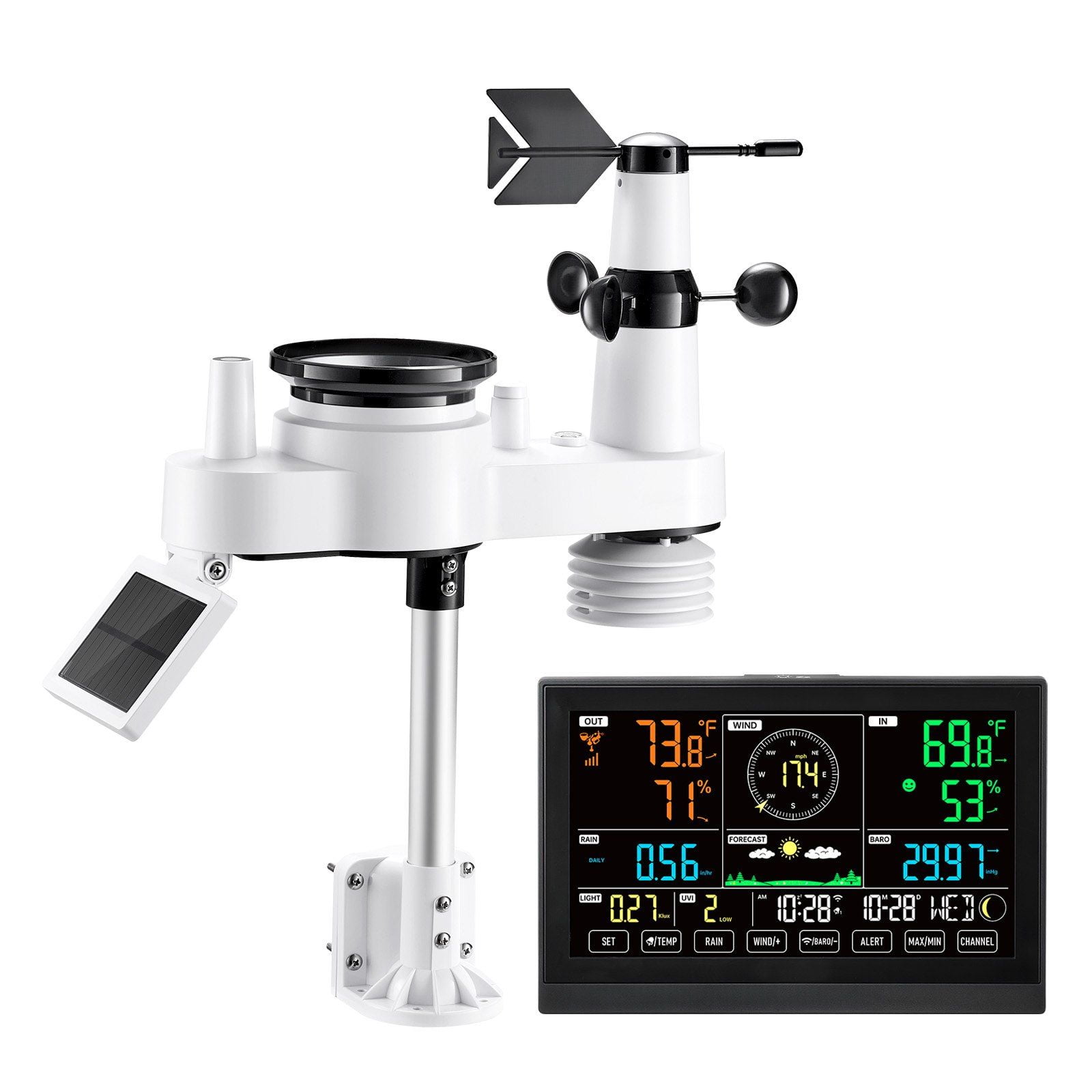7.5-Inch VA Display 7-in-1 Weather Station - Solar Wireless Outdoor ...
