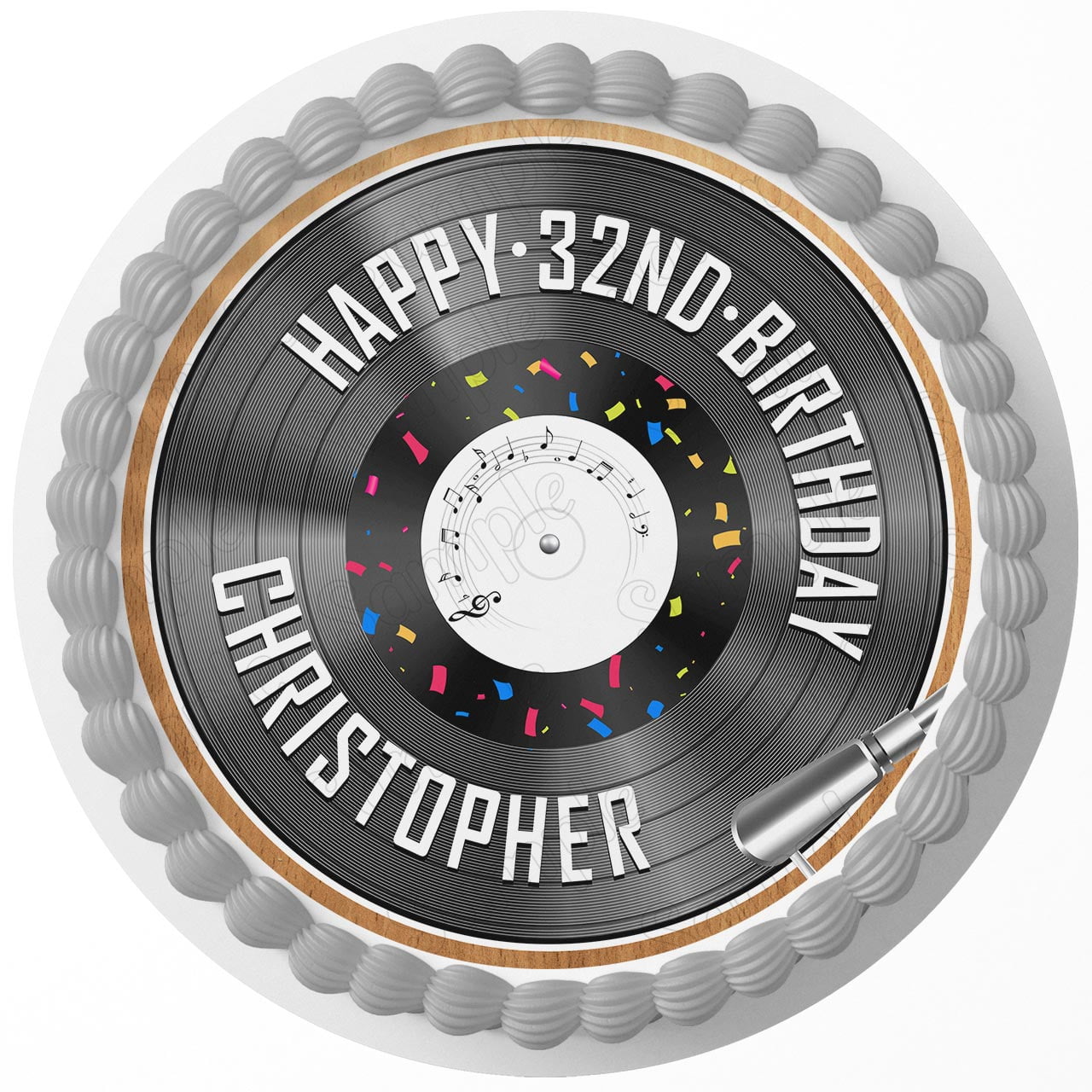 7.5 Inch Vinyl Record Turntable Music Cake Topper - Round Edible ...