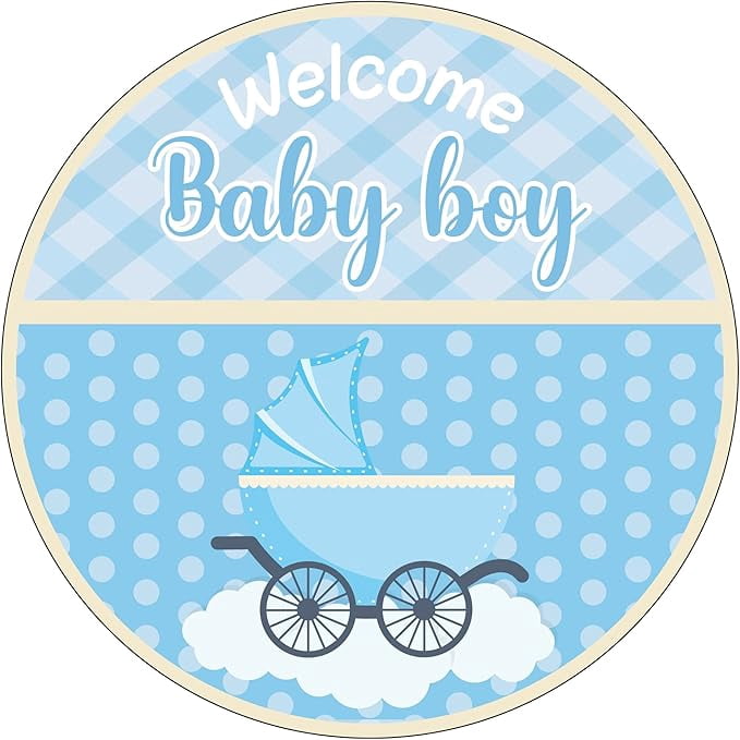 7.5 Inch Welcome Baby Boy – Round Edible Birthday Cake Decorations ...