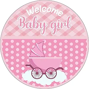7.5 Inch Welcome Baby Girl – Round Edible Birthday Cake Decorations ...