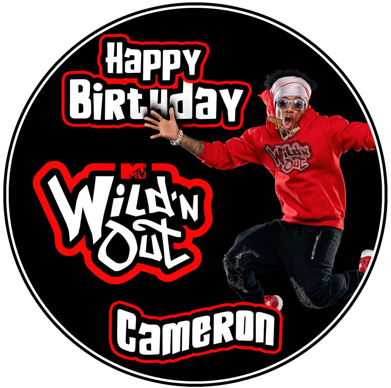 7.5 Inch Wild N Out Cake Topper - Round Edible Birthday Cake ...
