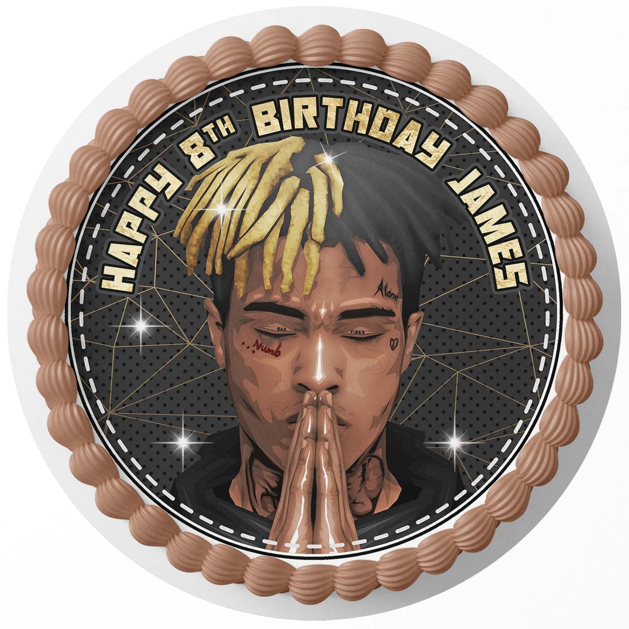 7.5 Inch XXXTentacion Singer Rapper Cake Topper - Round Edible Birthday ...