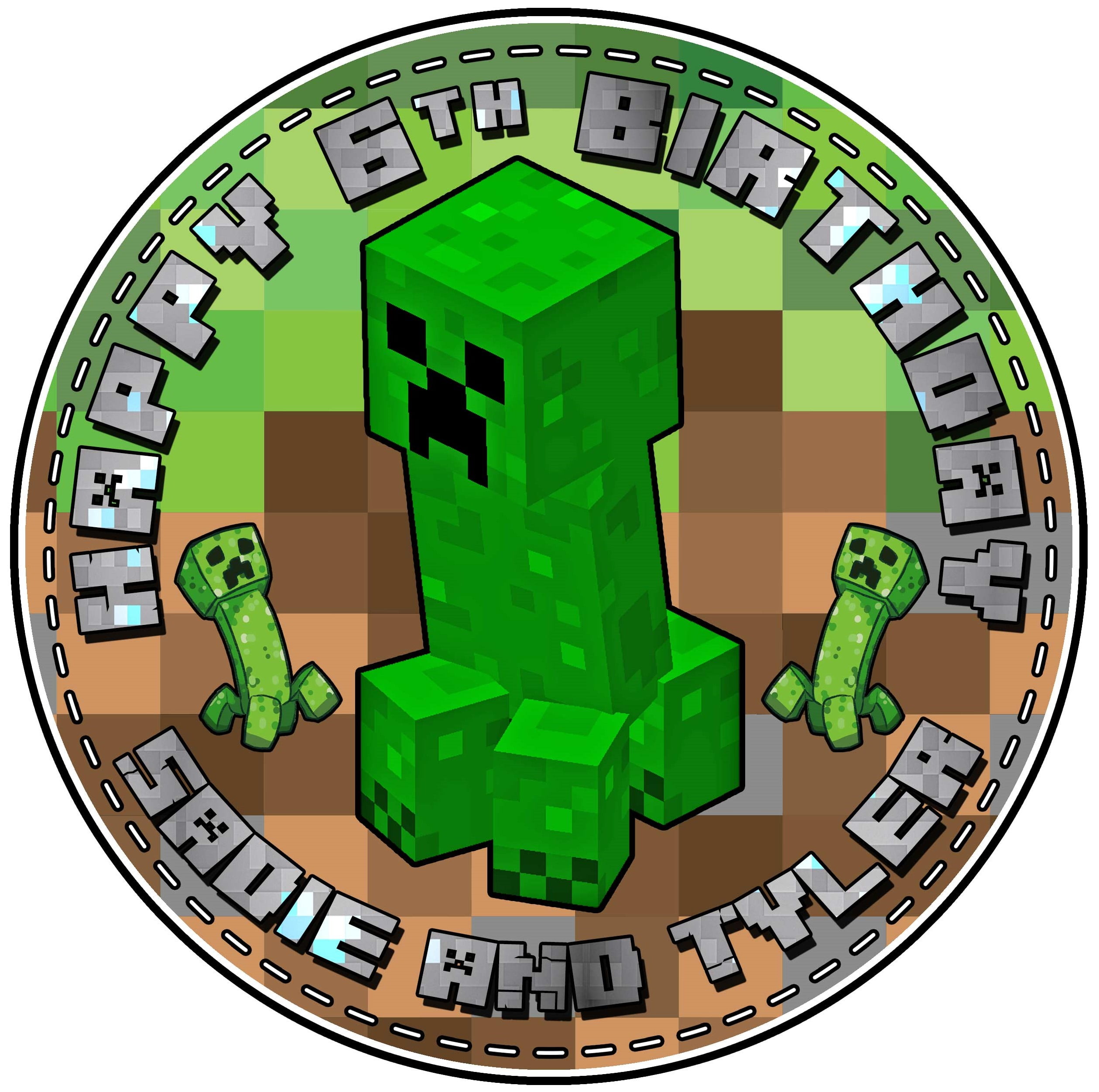 7.5 Inch minecraft one Cake Topper - Round Edible Birthday Cake ...