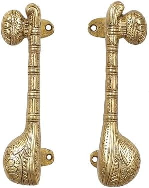 7.5 Inches Brass Sitar Door Handle Pair, Main Door Handles, Handles for ...