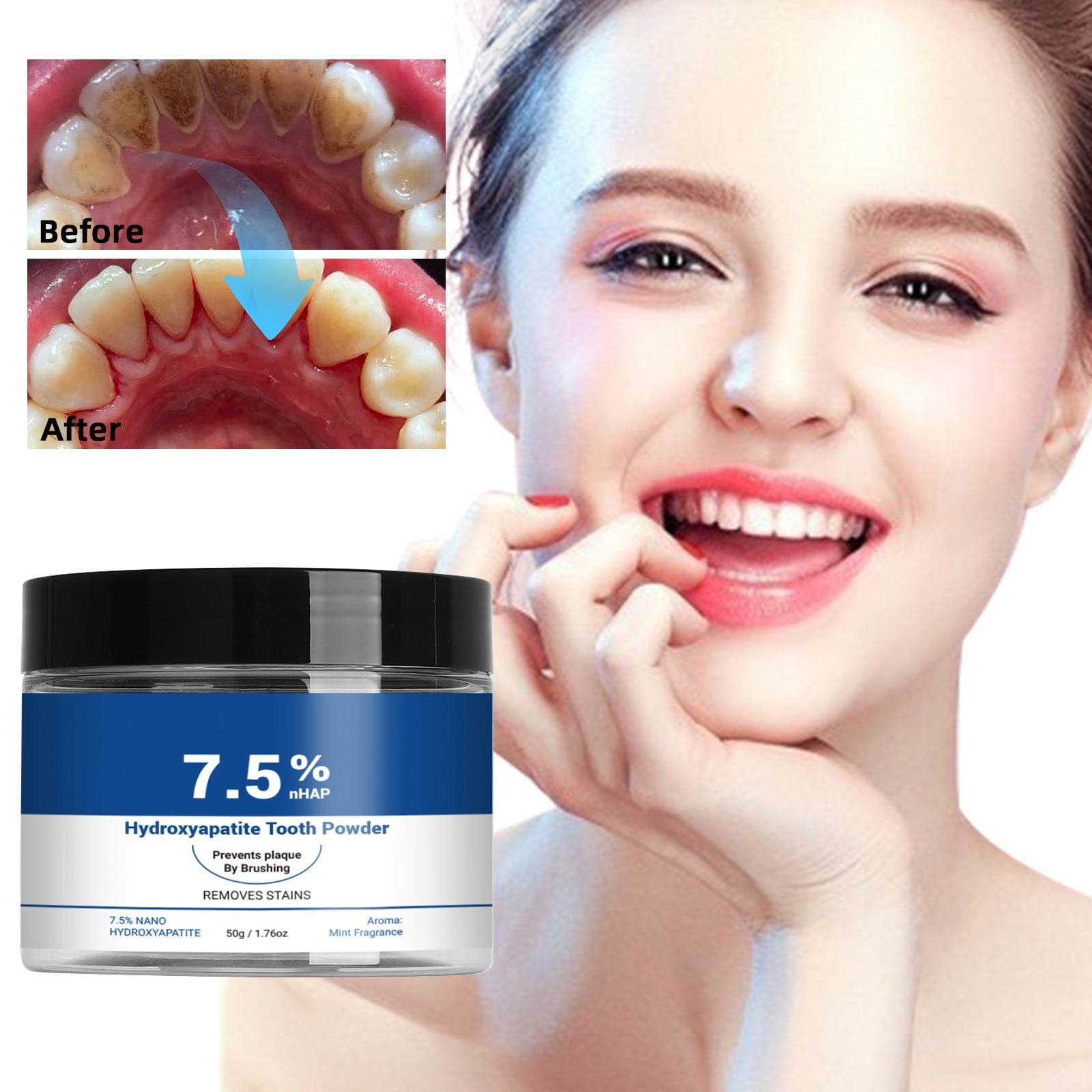 7.5% Nano Hydroxyapatite Tooth Powder - Care Powder Gently Cleans Tooth ...