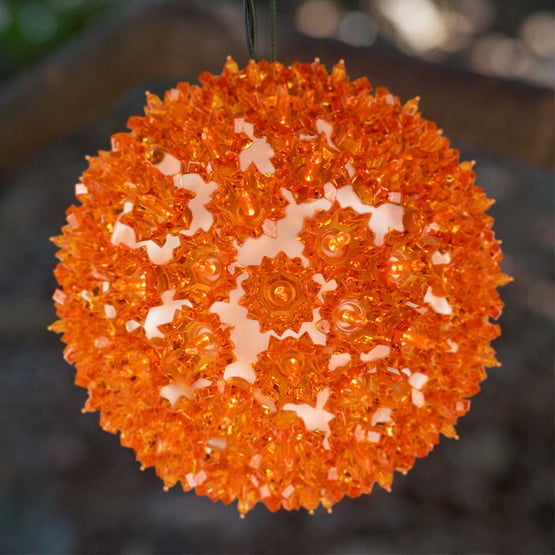 7.5" Orange LED Starlight Sphere Outdoor Hanging Ball Lights Christmas ...