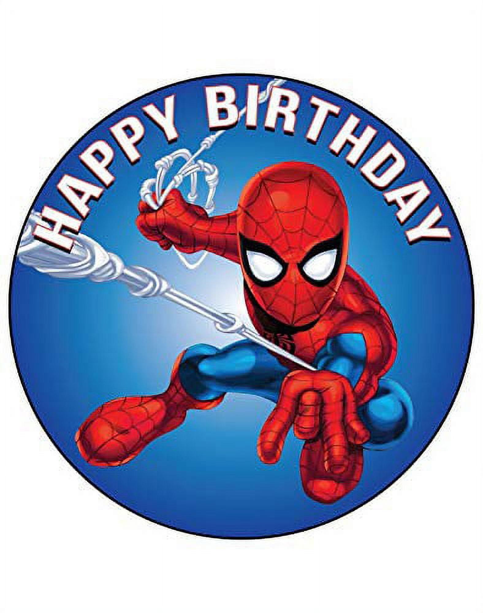 7.5" PERSONALISED ROUND EDIBLE ICING CAKE TOPPER SPIDERMAN MARVEL ...