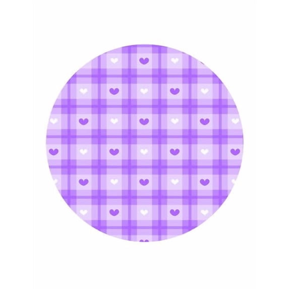 7.5" Pre-Cut Round Purple & White Hearts With Plaid Pattern Edible ...