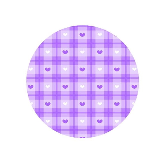 7.5" Pre-Cut Round Purple & White Hearts With Plaid Pattern Edible ...