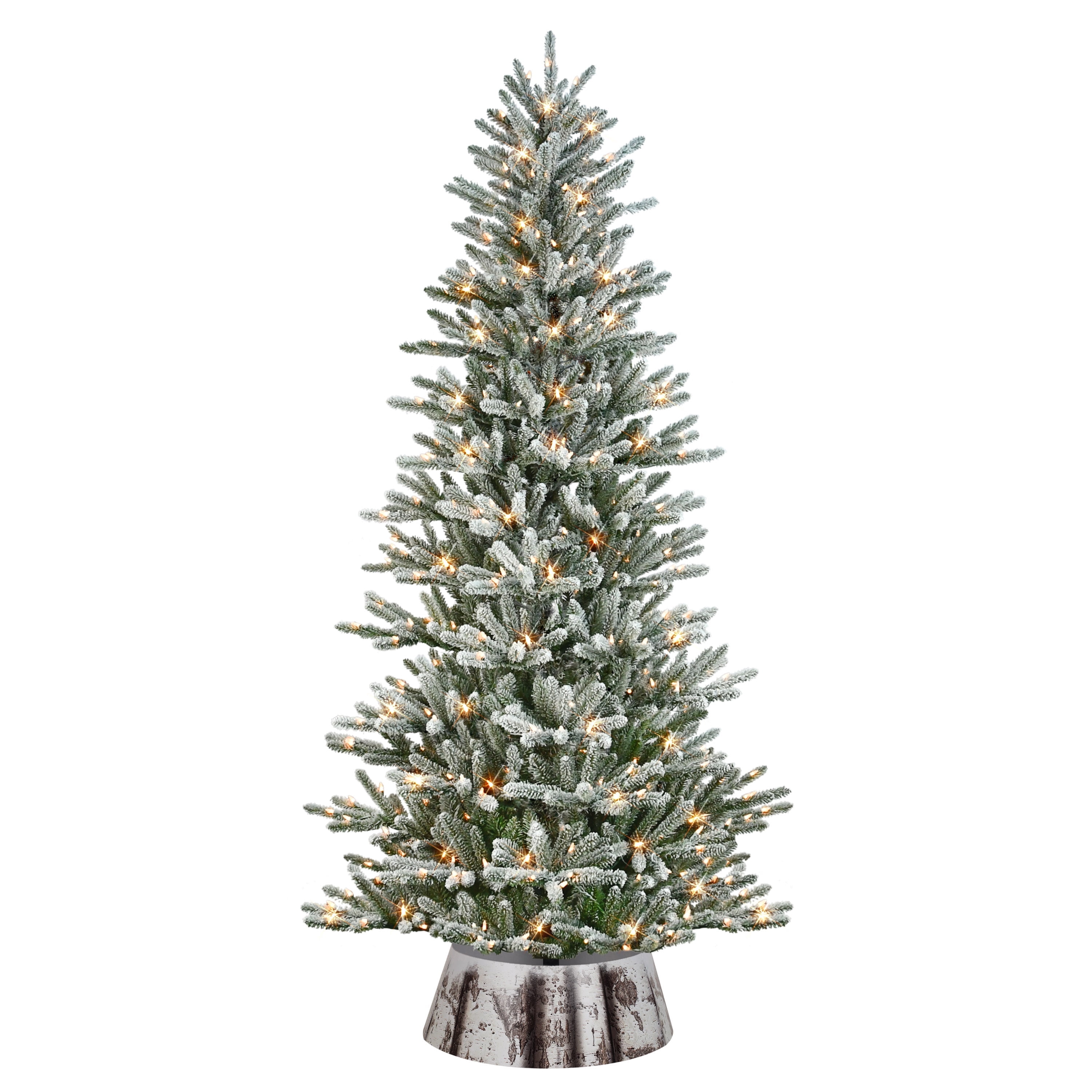 Franklin Fir Pre-Lit Flocked Christmas Tree - Clear Lights - Walmart.com