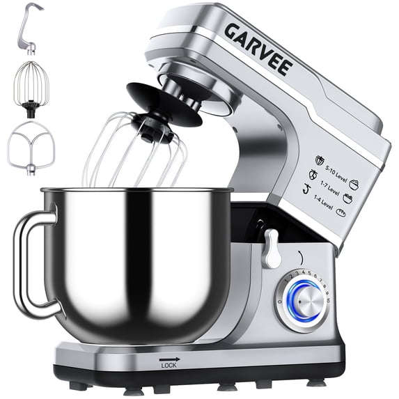 7.5 Qt 3-IN-1 Stand Mixer, 10 Speeds Countertop Mixer with Whisk, Dough ...