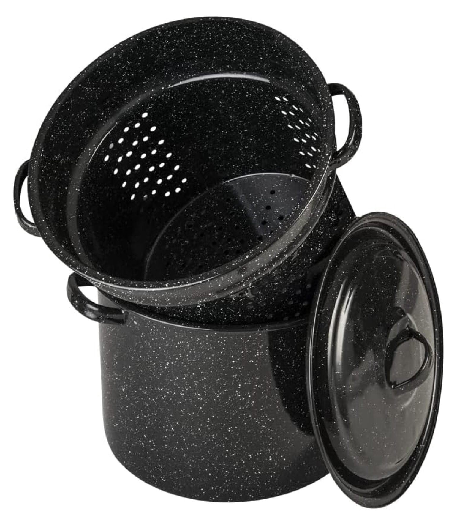 7.5 Qt 3 Piece Multiuse Pasta Pot Set, Strainer Pot with lid. (Speckled ...