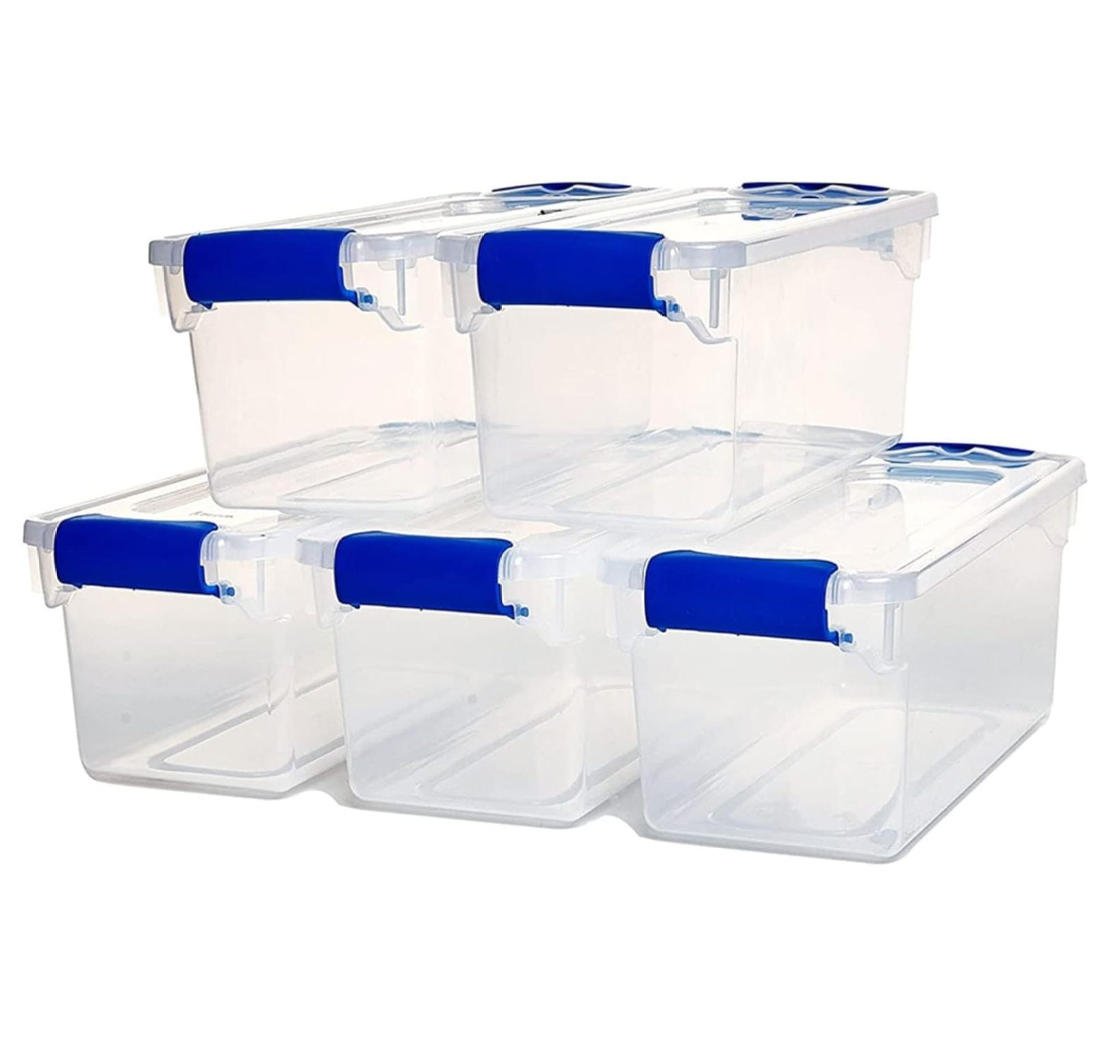 7.5 Quart Clear Plastic Stackable Storage Container Tote with Secure ...