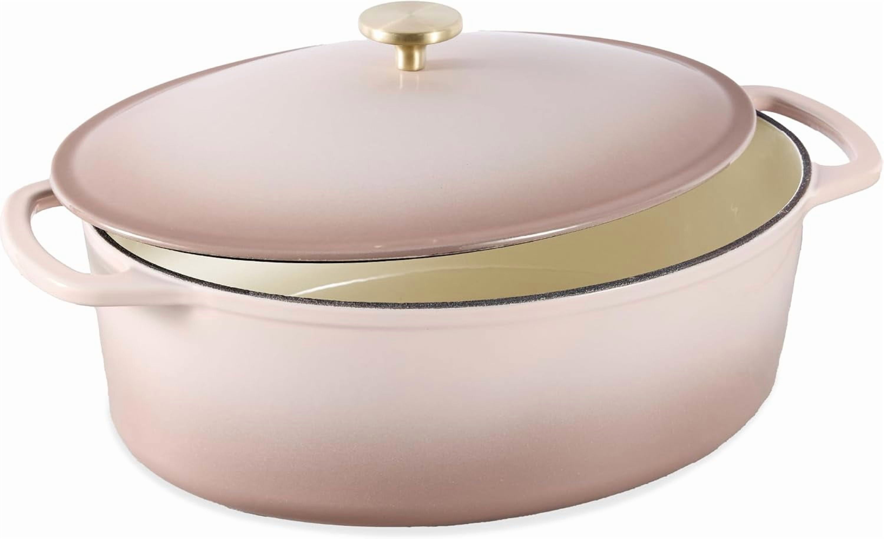 7.5 Quart Enamel Cast-Iron Round Dutch Oven, Family Style Heavy-Duty ...