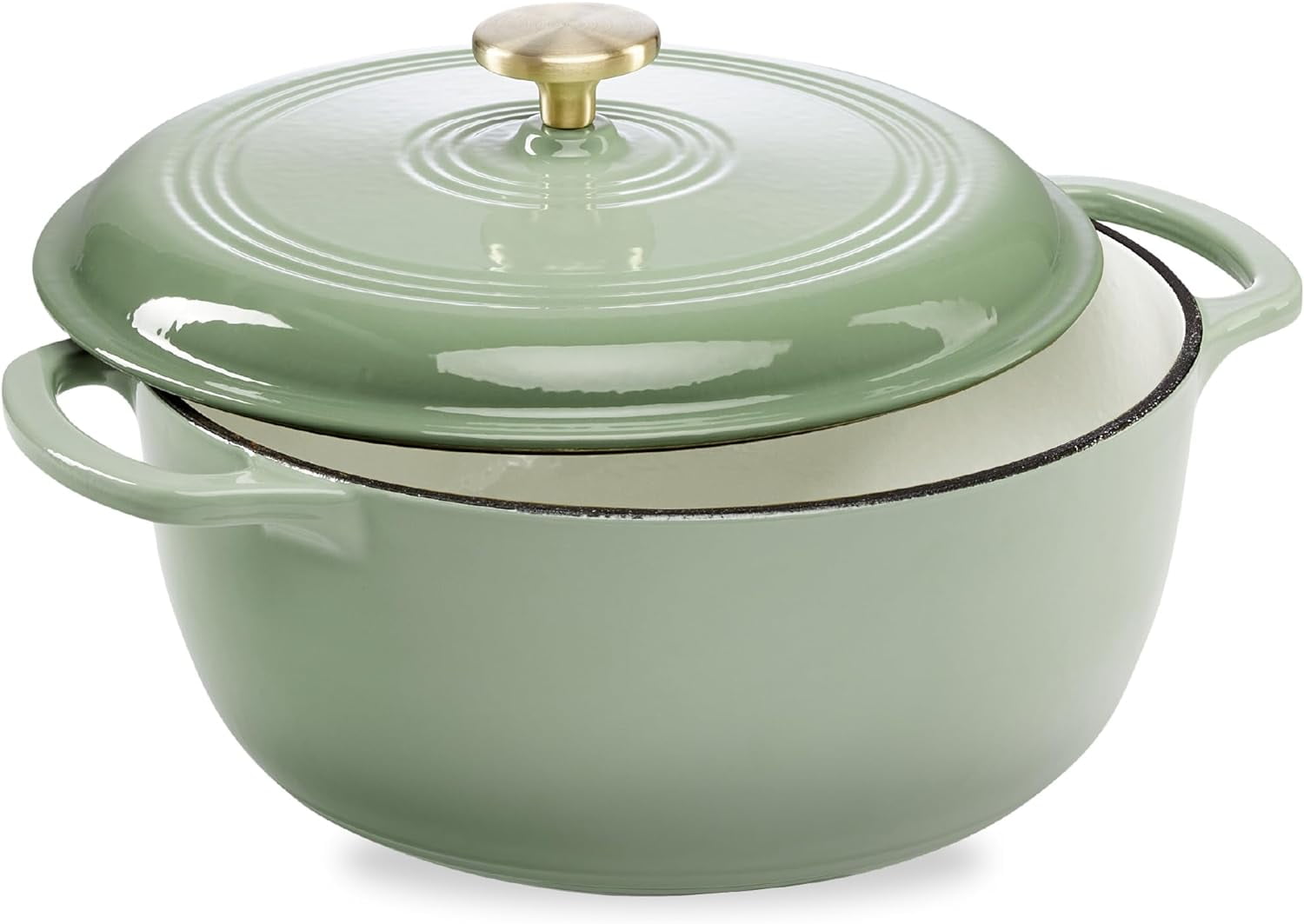 7.5 Quart Enamel Cast-Iron Round Dutch Oven, Family Style Heavy-Duty ...