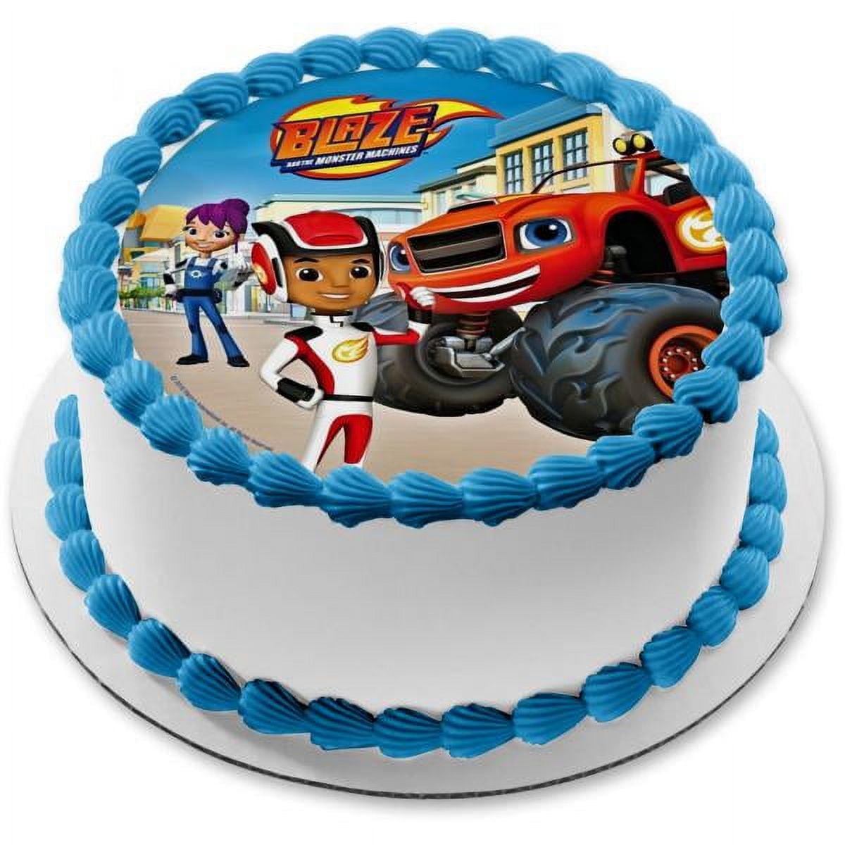 7.5" Round BLAZE AND the MonSTER MACHINES Birthday Edible Image Cake ...