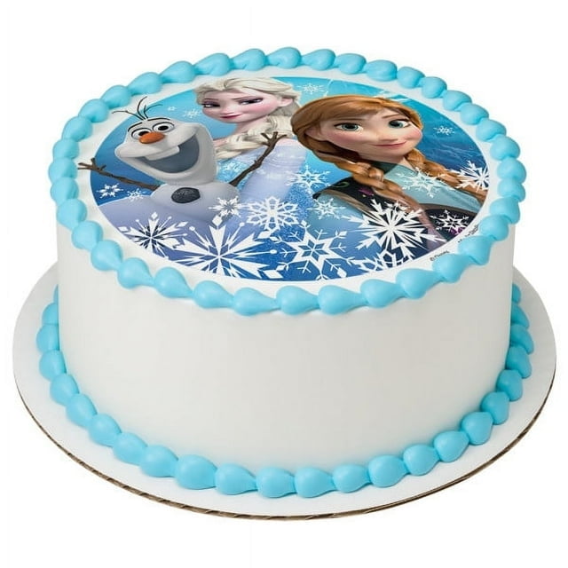 7.5" Round Disneys Frozen Olaf, Elsa & Anna Edible Image Cake Topper By ...