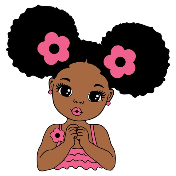 7.5" Round Pre-Cut Cartoon African American Girl With Pink Lipstick ...