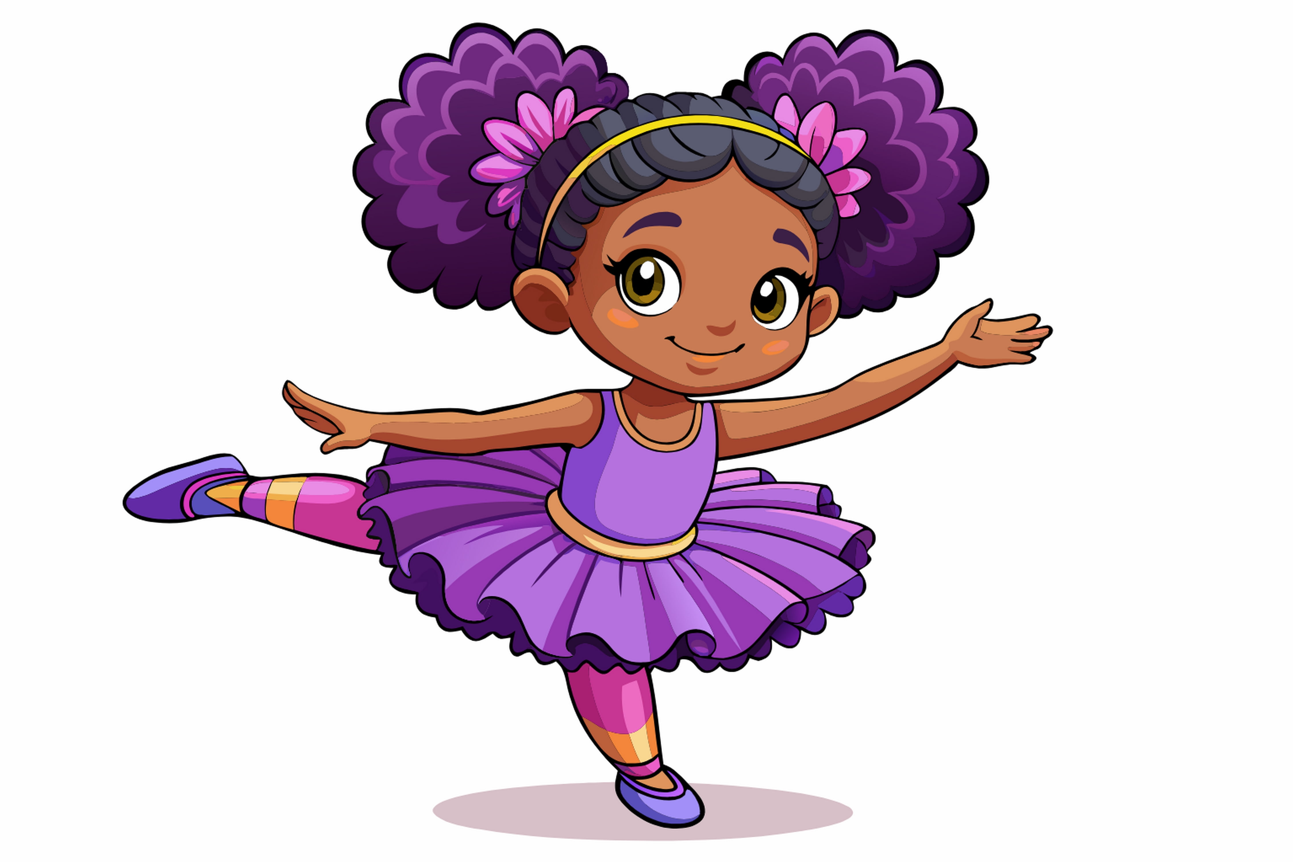 7.5" Round Pre-Cut Cartoon Girl Ballerina In Purple TuTu Theme Photo ...