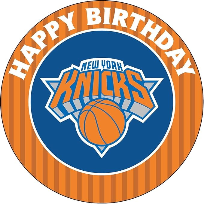 7.5" Round Pre-Cut New York Knicks Birthday Edible Image Cake Topper By ...