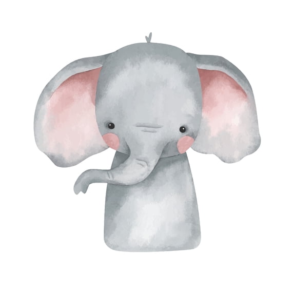 7.5" Round Pre-Cut Watercolor Cute Baby Elephant Perfect For Boho ...