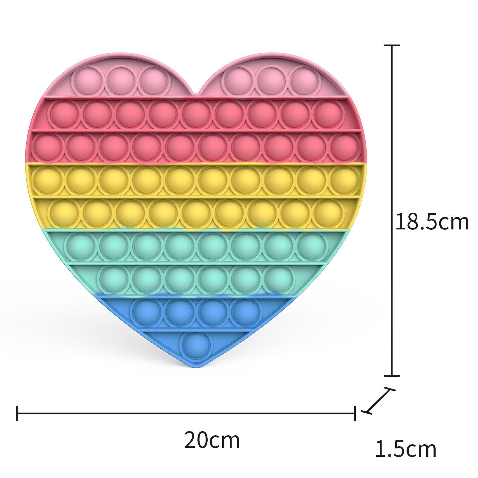 7.5" Silicone Popit Fidget Heart Push Bubble Stress Relief Poper Pop ...