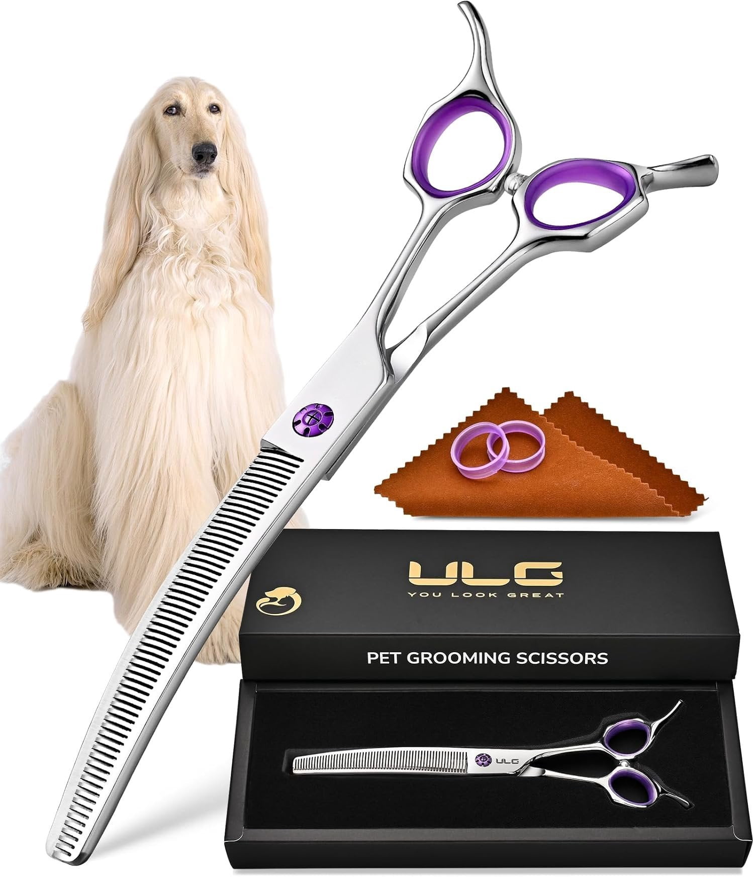 7.5" Thinning Shears - 30? Curved Pet Thinning , 440C Stainless , 60 V ...