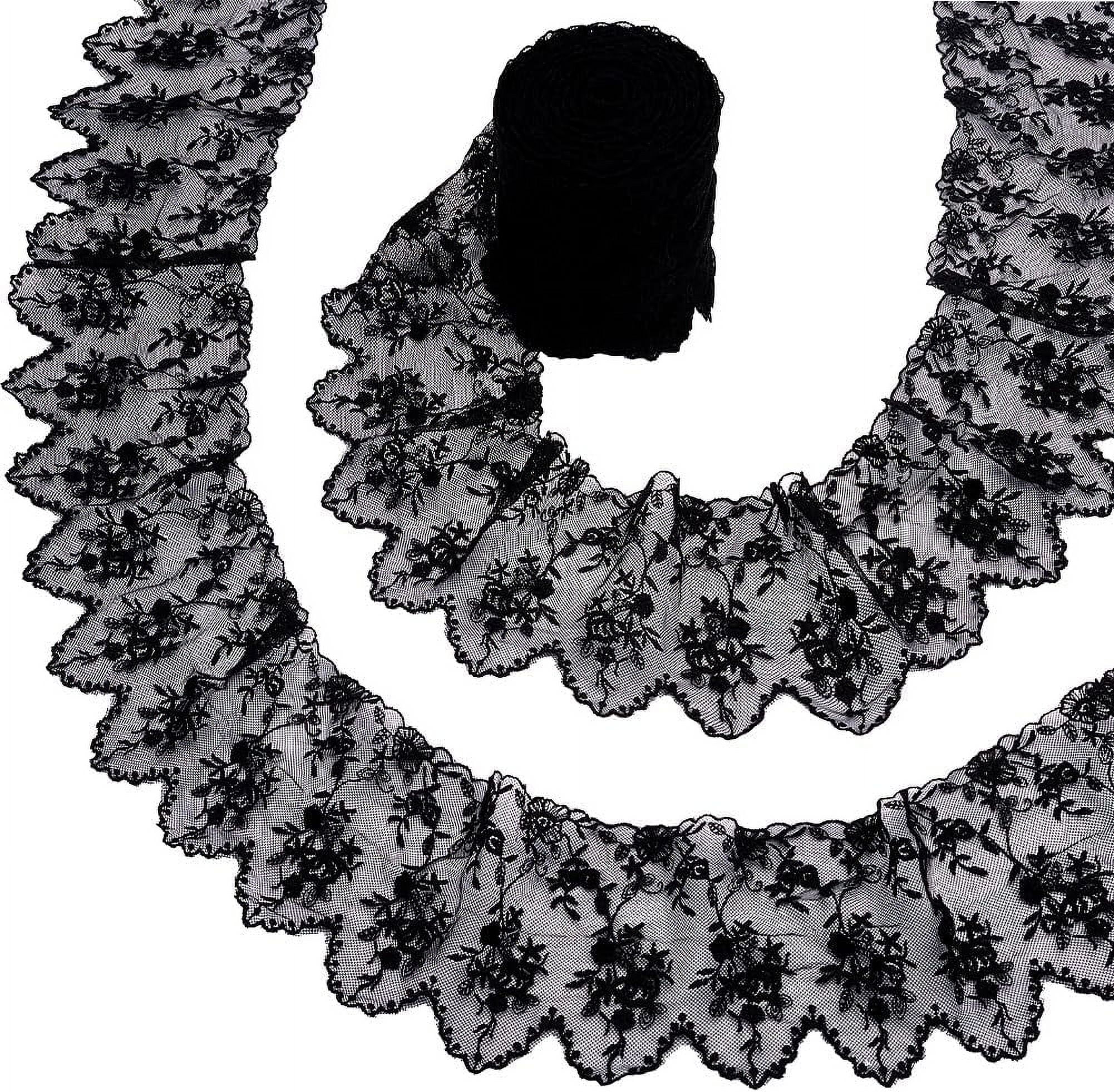 7.5 Yards Embroidery Lace Trim 4.3inch Wide Black Lace Trim Ribbon ...