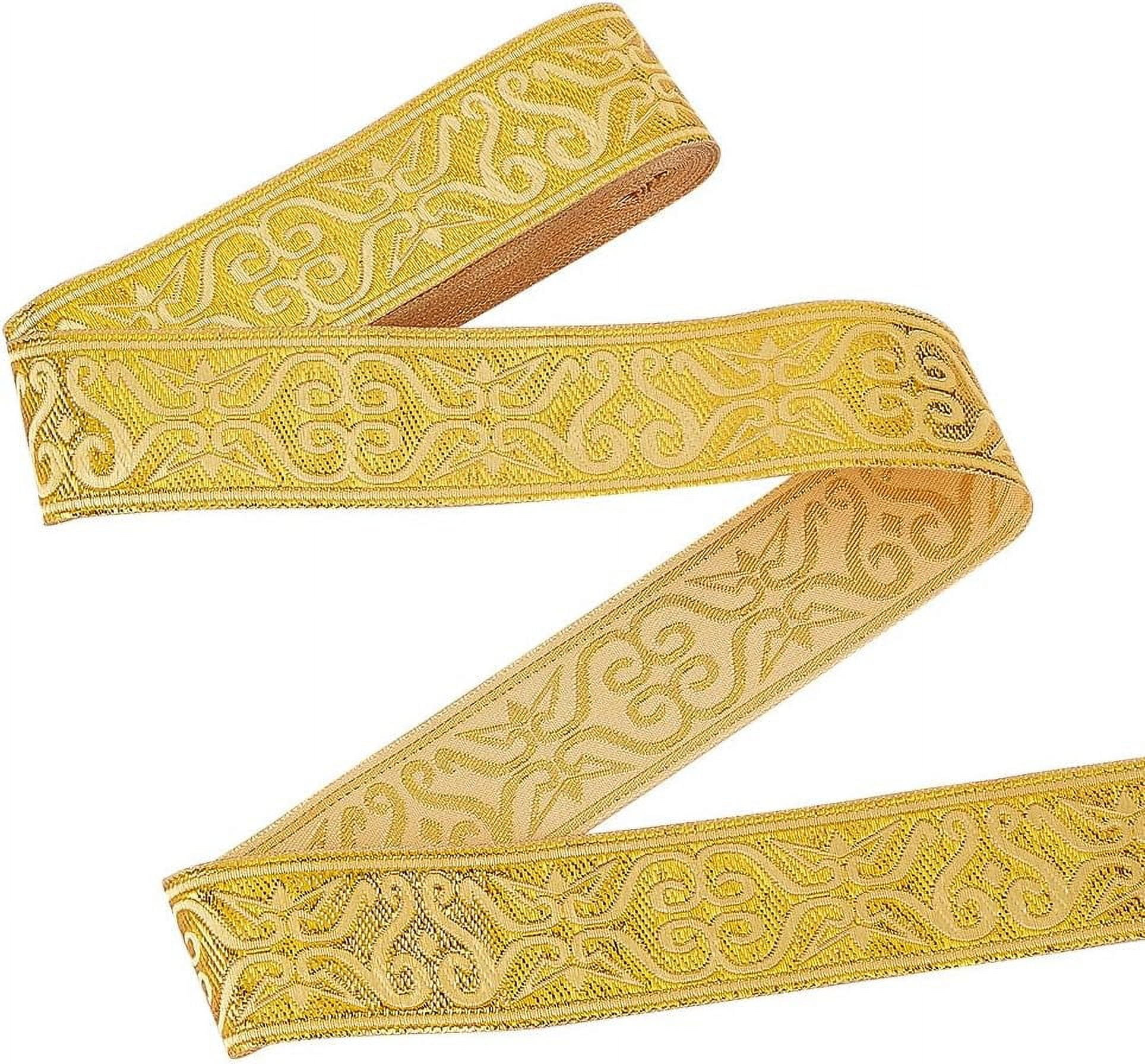7.5 Yards Gold Jacquard Ribbon 1.25-1.38 Inch Ethnic Embroidered Ribbon ...
