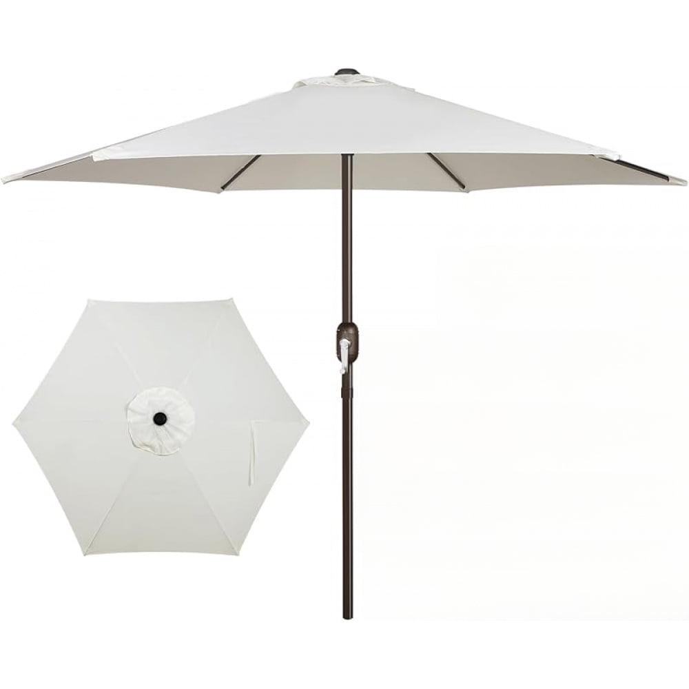 7.5 ft Patio Umbrella, Yard Umbrella Push Button Tilt Crank (Creamy ...
